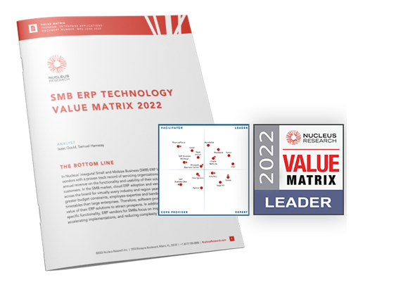 Nucleus 2022 ERP Technology Value Matrix